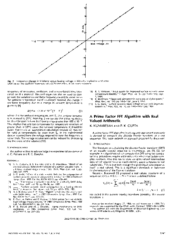 Pdf A Prime Factor Fft Algorithm With Real Valued Arithmetic