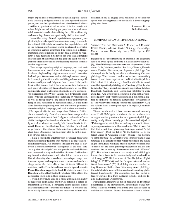 (PDF) Review of Sheldon Pollock, et al., eds., World Philology