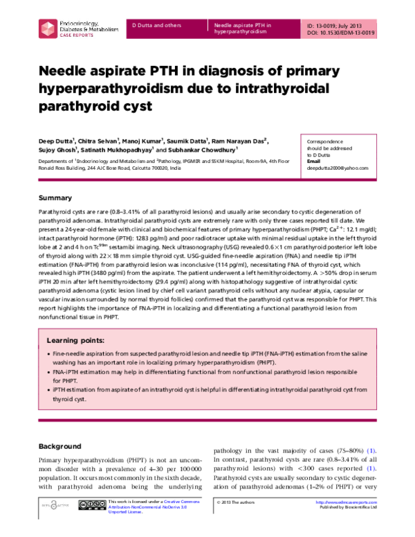 (PDF) A rare cystic lesion of the neck: parathyroid cyst | veysel ...