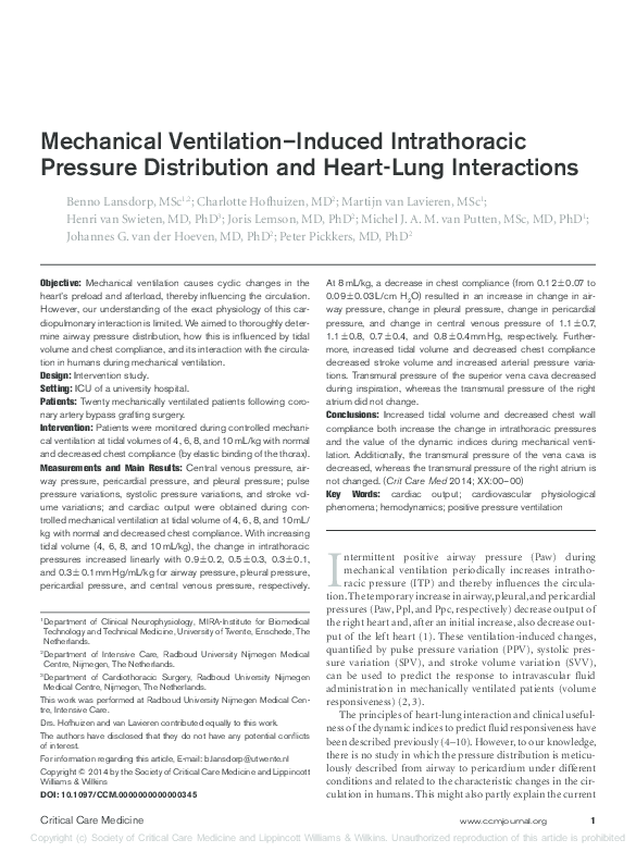 (PDF) Mechanical Ventilation–Induced Intrathoracic Pressure ...