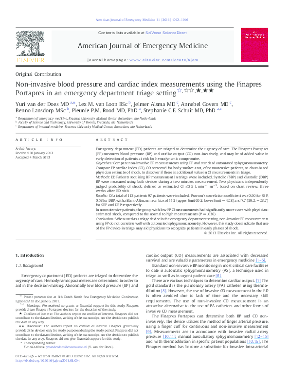 (PDF) Non-invasive blood pressure and cardiac index measurements using ...