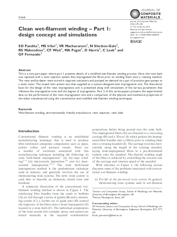 (PDF) Clean wet-filament winding - Part 1: design concept and simulations