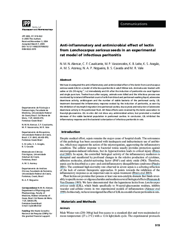 (PDF) Anti-inflammatory and antimicrobial effect of lectin from ...