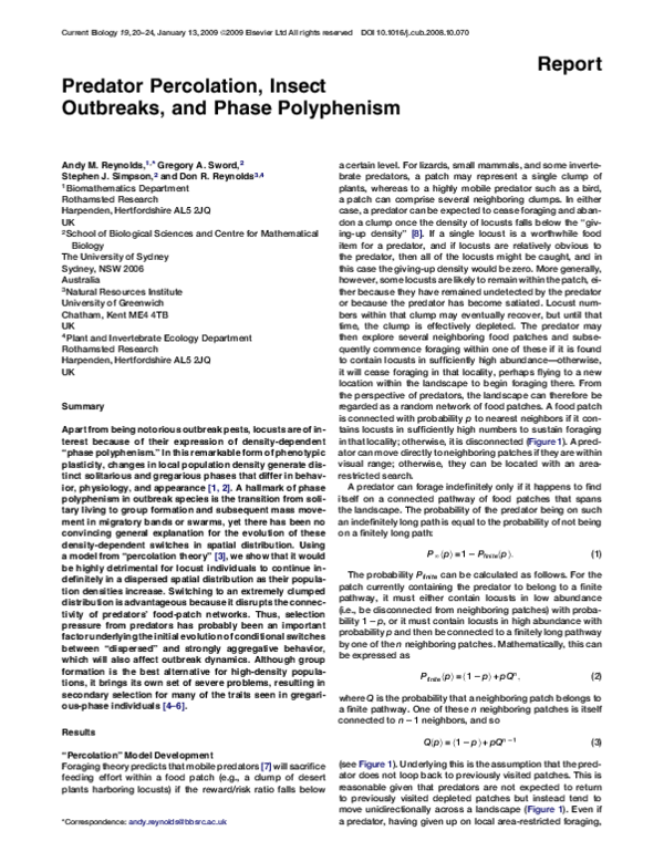 (PDF) Predator Percolation, Insect Outbreaks, and Phase Polyphenism ...