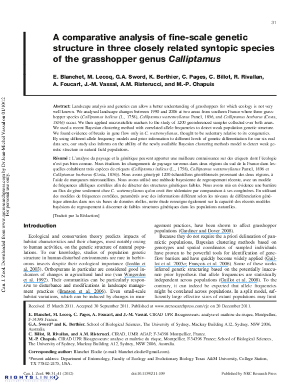 (PDF) A comparative analysis of fine-scale genetic structure in three ...
