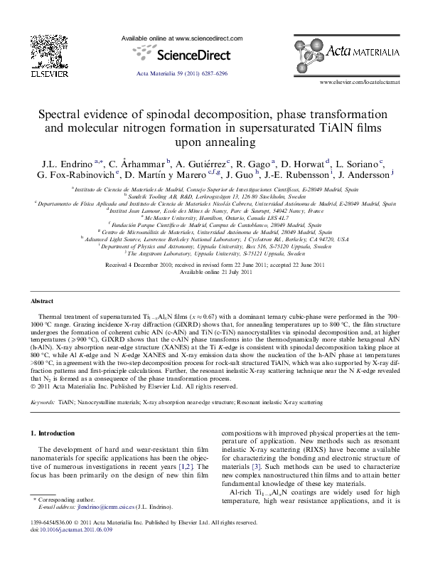 (PDF) Spectral evidence of spinodal decomposition, phase transformation ...