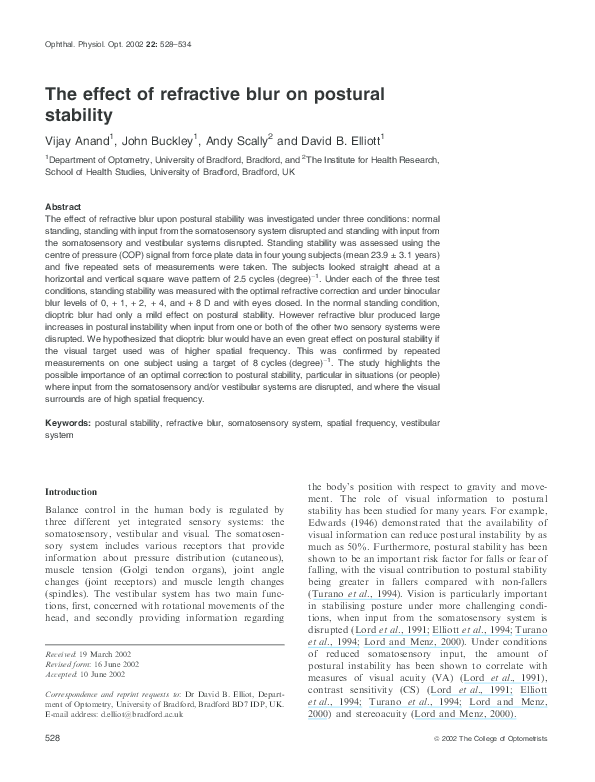 (PDF) The effect of refractive blur on postural stability