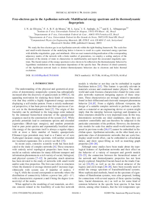 (PDF) Free-electron gas in the Apollonian network: Multifractal energy ...