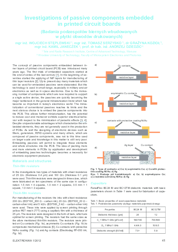 (PDF) Investigations of passive components embedded in printed circuit boards