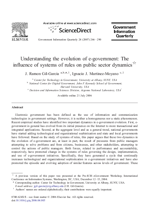 (PDF) Understanding the evolution of e-government: The influence of ...
