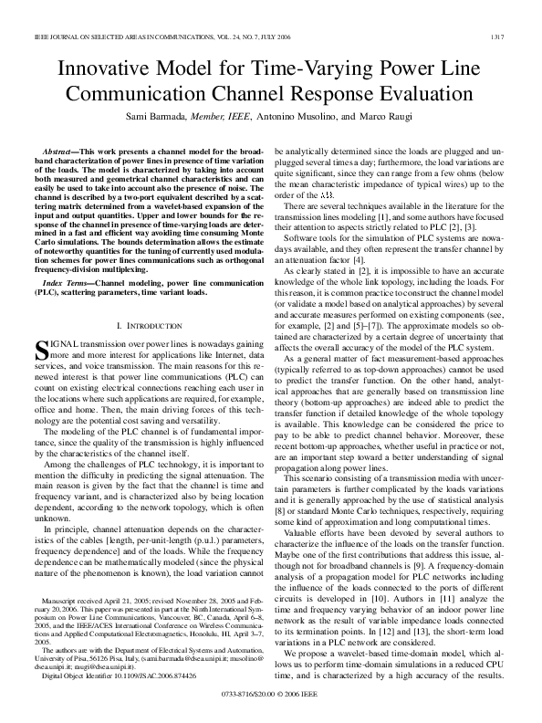 (PDF) Innovative model for time-varying power line communication ...