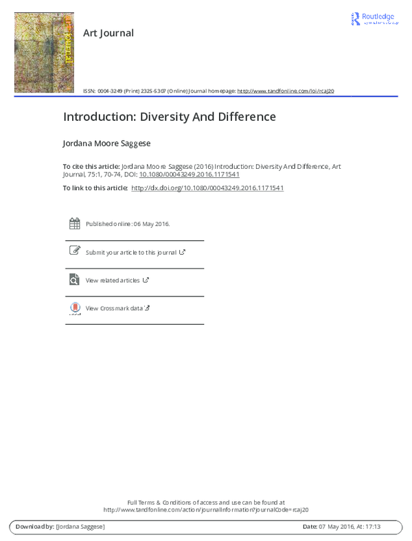 (PDF) Introduction: Diversity And Difference