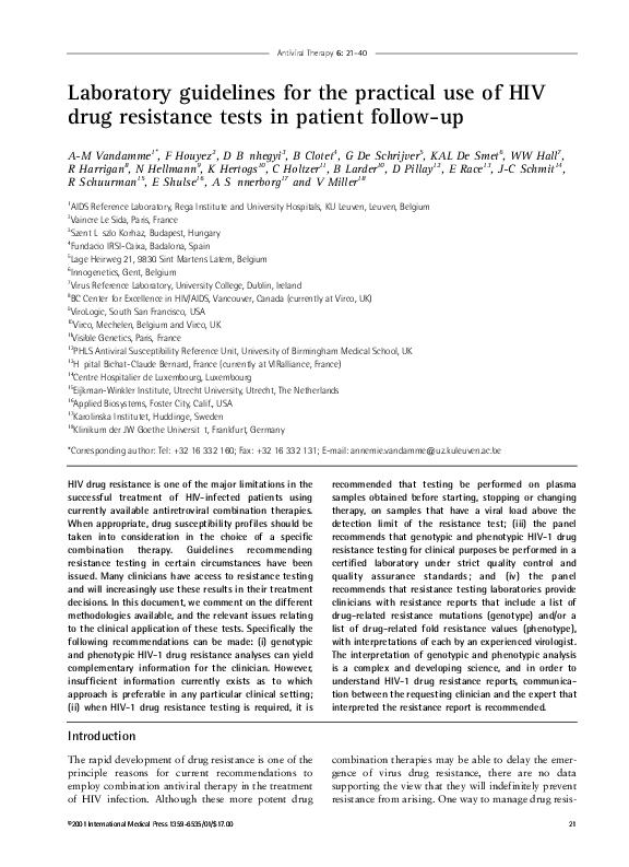 (PDF) Laboratory guidelines for the practical use of HIV drug ...