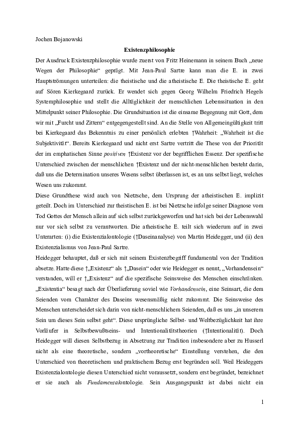 (DOC) Existentialism (in German)