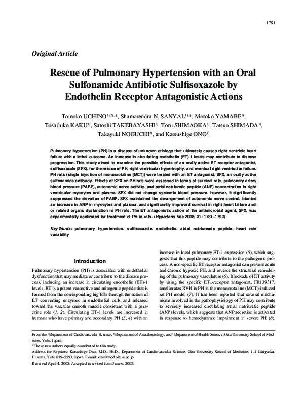 (PDF) Rescue of Pulmonary Hypertension with an Oral Sulfonamide ...