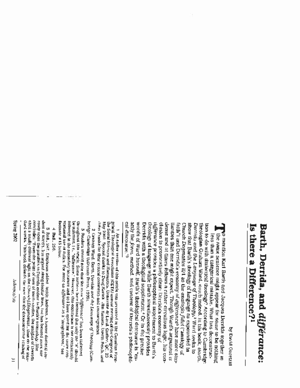 (PDF) Barth, Derrida and Différance: Is there a Difference?