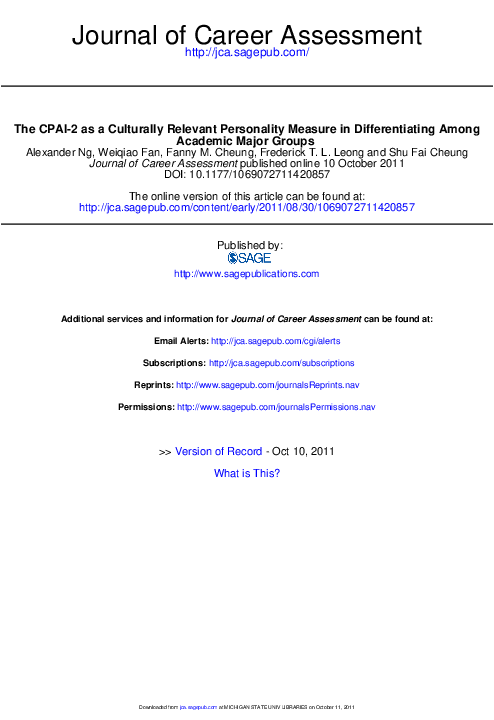 (PDF) The CPAI-2 as a Culturally Relevant Personality Measure in ...