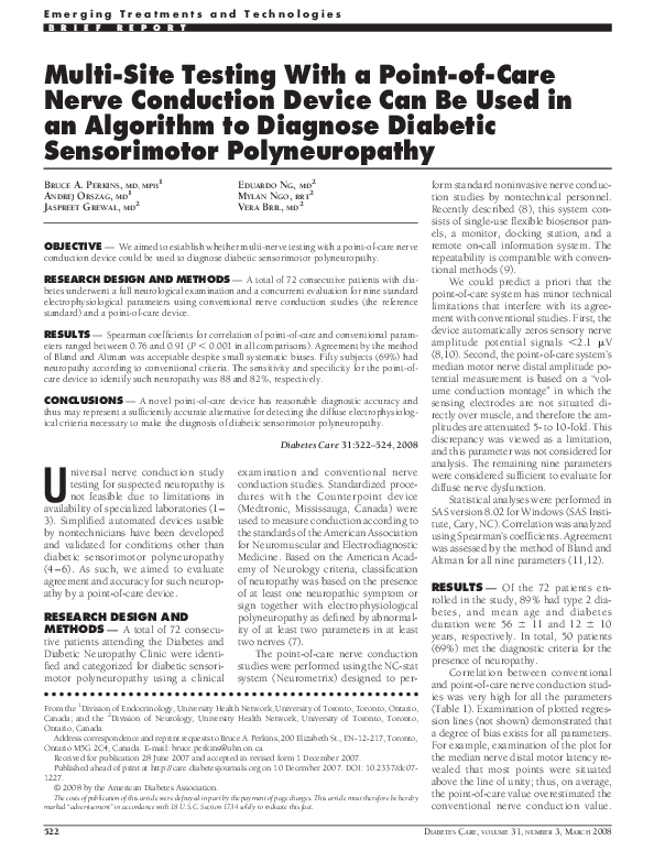 (PDF) Multi-Site Testing With a Point-of-Care Nerve Conduction Device ...