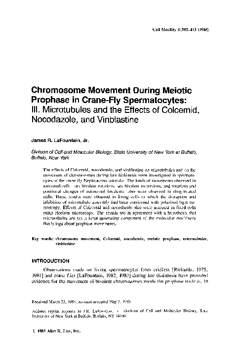 (PDF) Chromosome movement during meiotic prophase in crane-fly ...