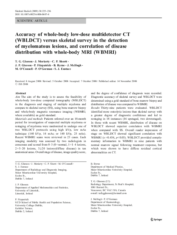 (PDF) WBLDCT vs. Skeletal Survey in Myeloma Detection