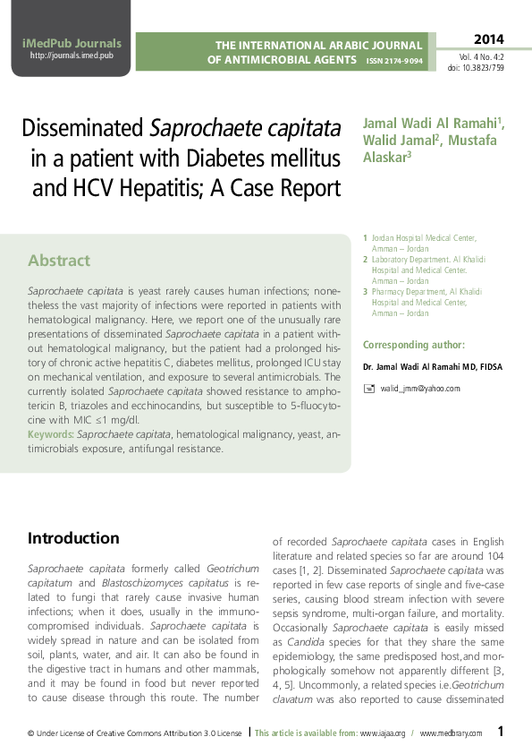 (PDF) Disseminated Saprochaete capitata in a patient with Diabetes ...
