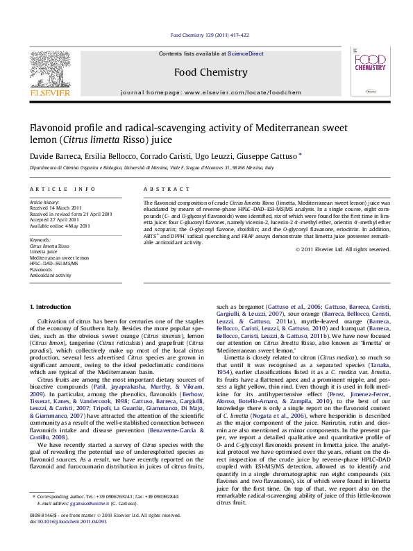 (PDF) Flavonoid profile and radical-scavenging activity of ...