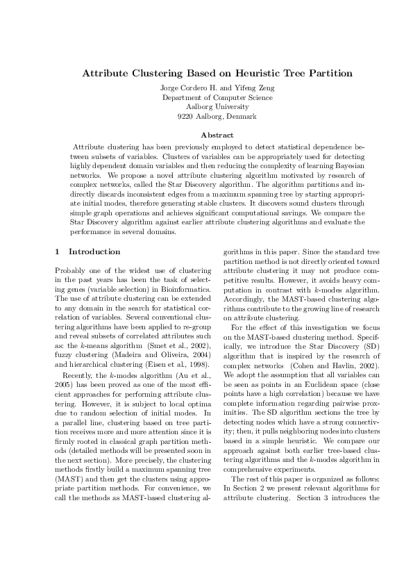 (PDF) Attribute Clustering Based on Heuristic Tree Partition