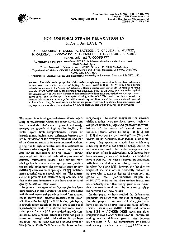Pdf Non Uniform Strain Relaxation In Inxga1−xas Layers