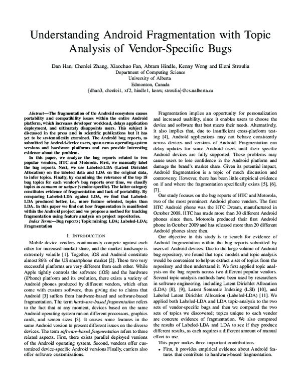 (PDF) Understanding Android Fragmentation with Topic Analysis of Vendor ...