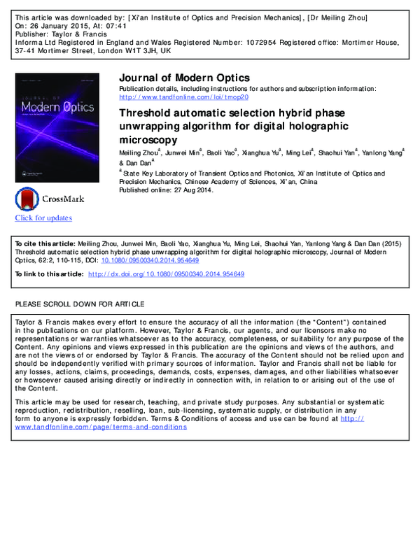 Pdf Threshold Automatic Selection Hybrid Phase Unwrapping Algorithm