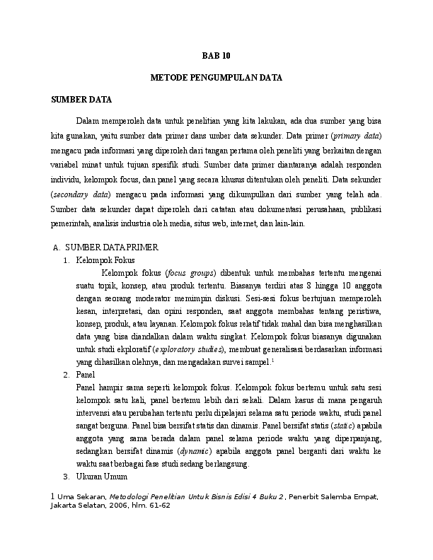 (DOC) Metode Pengumpulan Data - Penelitian Bisnis