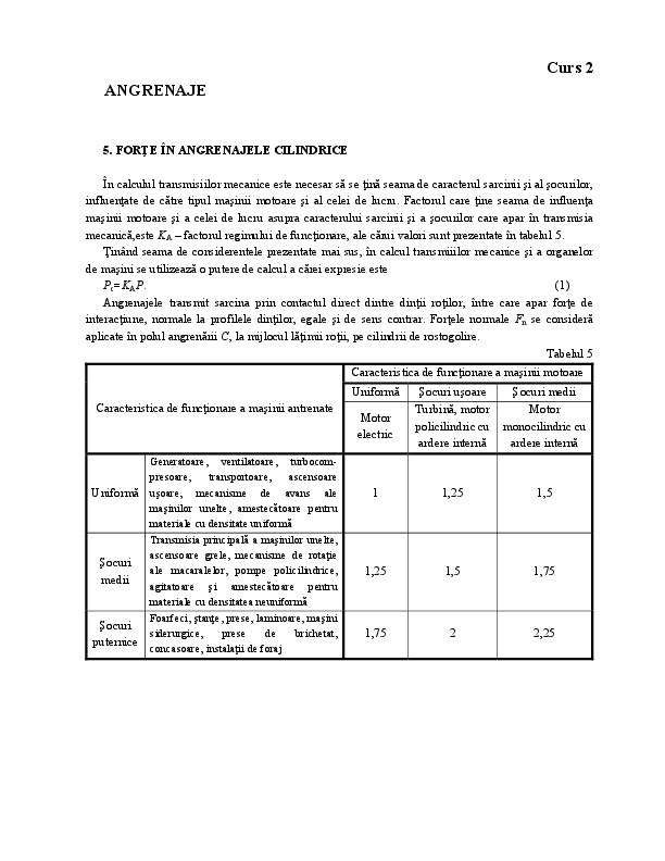 (PDF) Curs 2 ANGRENAJE 5. FORŢE ÎN ANGRENAJELE CILINDRICE