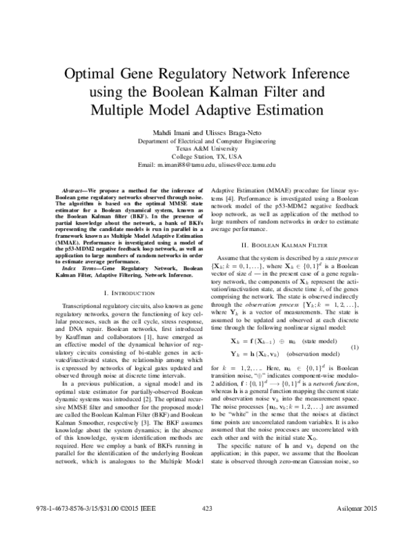 Pdf Optimal Gene Regulatory Network Inference Using The Boolean 5999