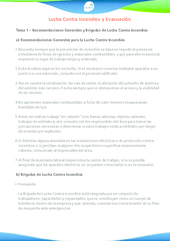 (PDF) Lucha Contra Incendios y Evacuación Tema 1 – Recomendaciones Generales y Brigadas de Lucha ...