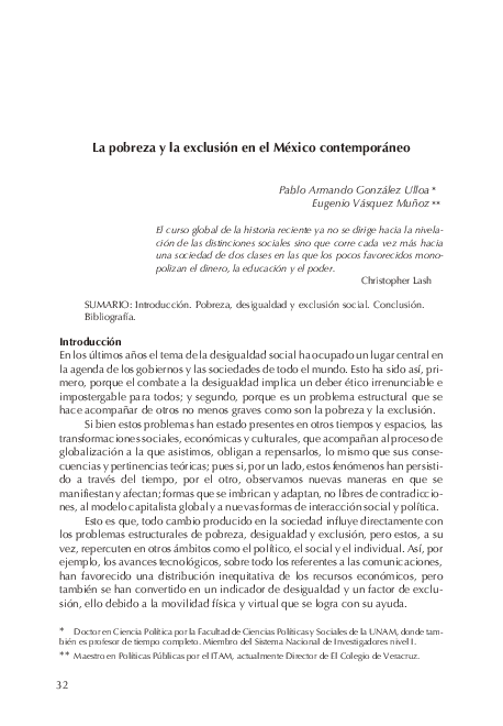 (PDF) (2013) “La pobreza y la exclusión en el México contemporáneo”, en Petra Armenta Ramírez ...