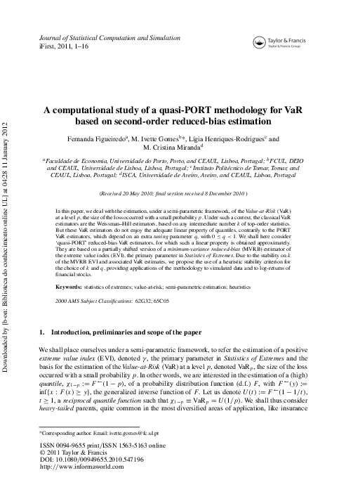 Pdf Adaptive Portmvrb Estimation An Empirical Comparison Of Two Heuristic Algorithms