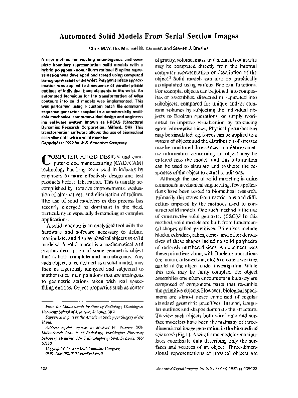 Pdf Automated Solid Models From Serial Section Images