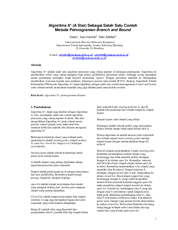(PDF) Algoritma A* (A Star) Sebagai Salah Satu Contoh Metode ...