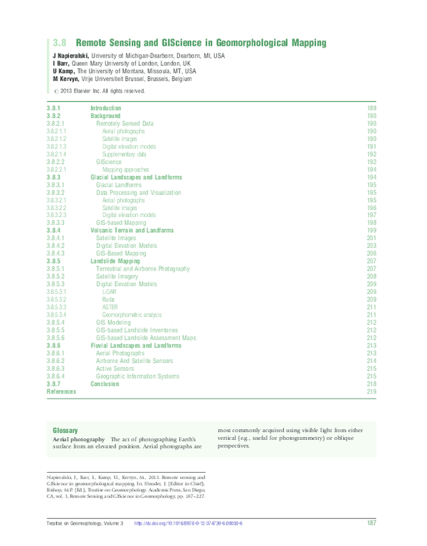 (PDF) Remote Sensing and GIScience in Geomorphological Mapping