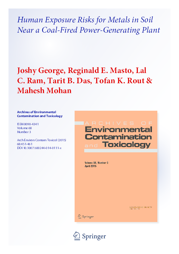 (PDF) Archives of Environmental Contamination and Toxicology Human ...
