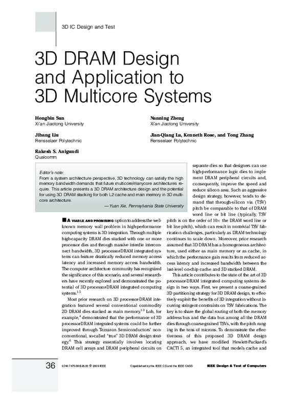 (PDF) 3D DRAM Design and Application to 3D Multicore Systems