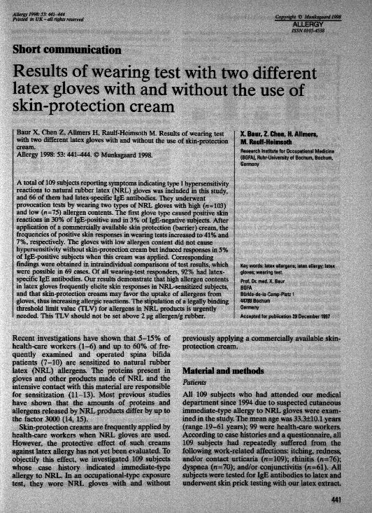(PDF) Results of wearing test with two different latex gloves with and ...