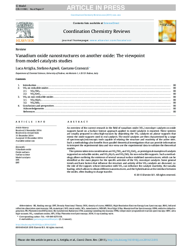 (PDF) Vanadium oxide nanostructures on another oxide: The viewpoint ...