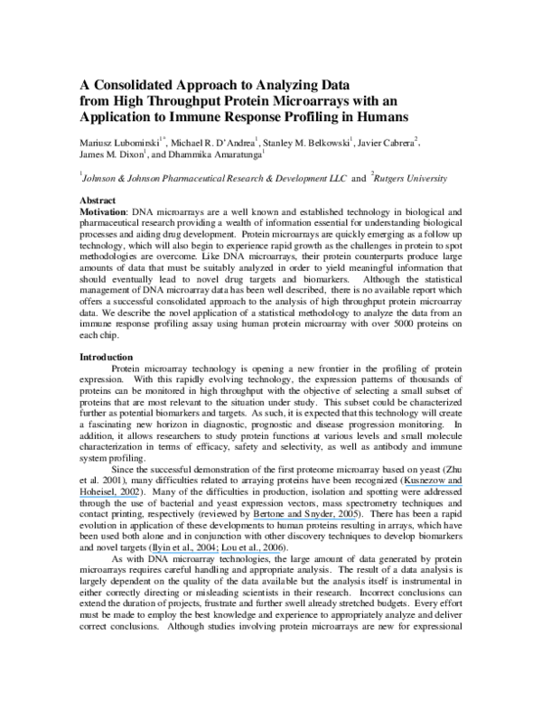 (PDF) A Consolidated Approach to Analyzing Data from High-Throughput ...