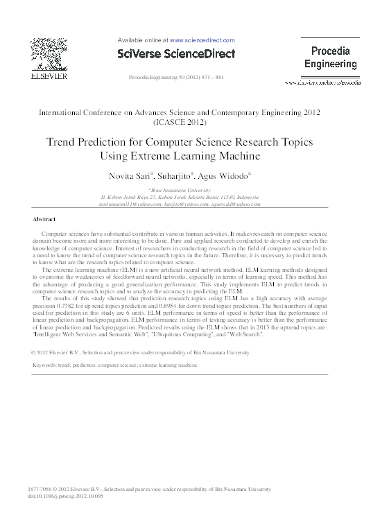 (PDF) Trend Prediction for Computer Science Research Topics Using ...