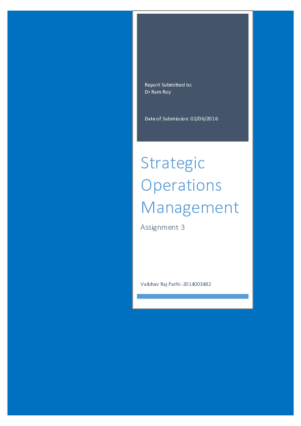 (PDF) Strategic Operations Management Assignment 3