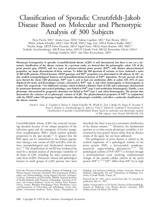 (PDF) Classification of sporadic Creutzfeldt-Jakob disease based on ...