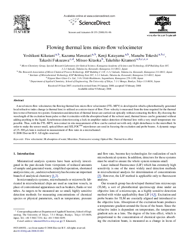 (PDF) Flowing thermal lens micro-flow velocimeter