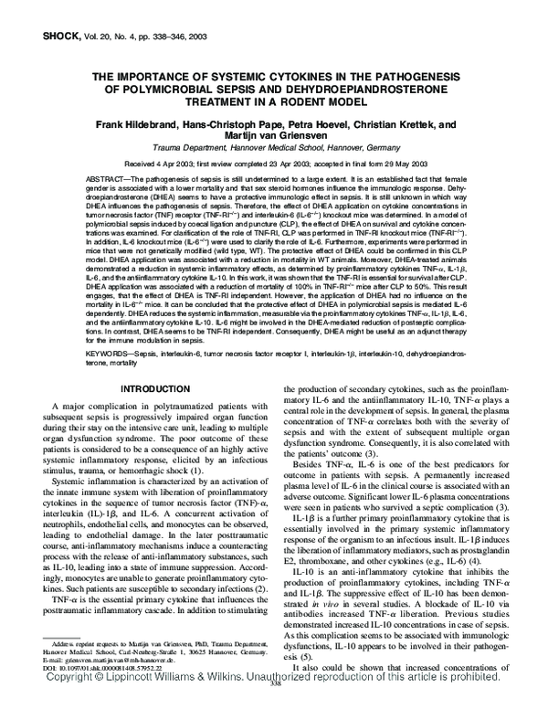 (PDF) The Importance of Systemic Cytokines in the Pathogenesis of ...