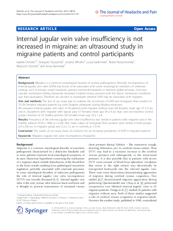 (PDF) Internal jugular vein valve insufficiency is not increased in ...